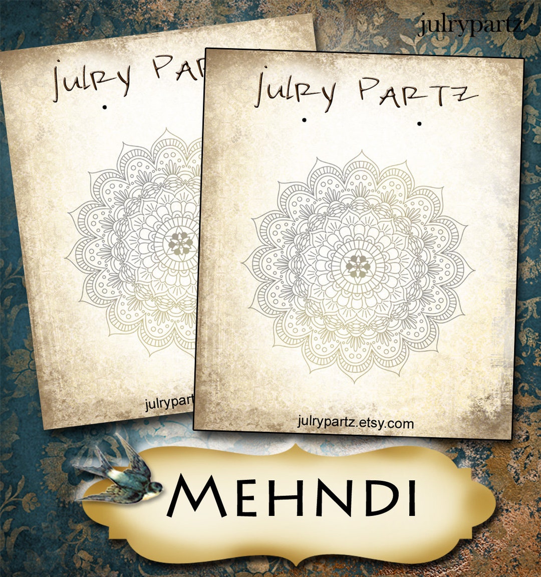 MEHNDI #3•HENNA Themed Collection•custom Tags•earring Display•clothing ...