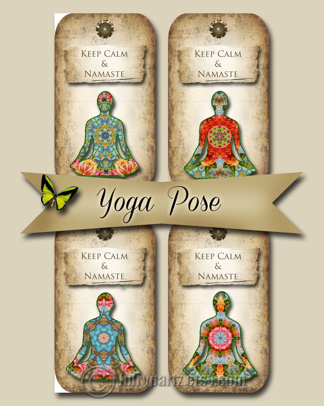 Keep Calm NAMASTE YOGA Tags Thank You Tags Hang Tags Flower - Etsy