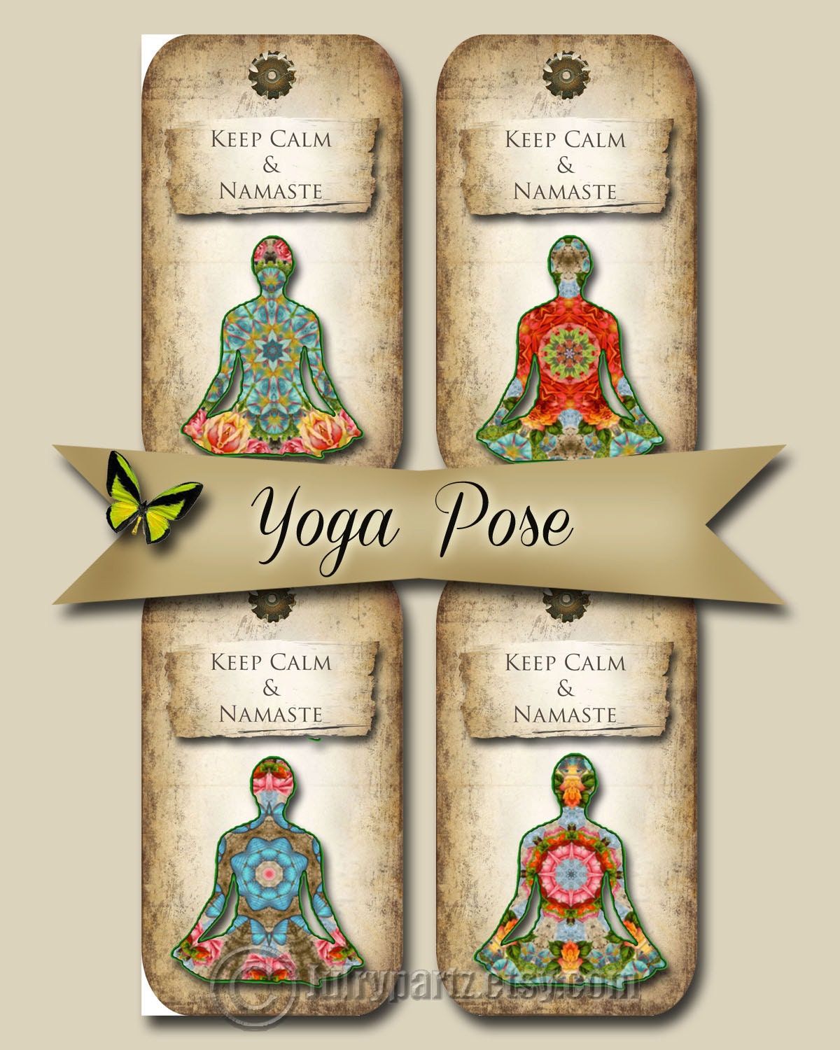 Keep Calm NAMASTE YOGA Tags Thank You Tags Hang Tags Flower | Etsy