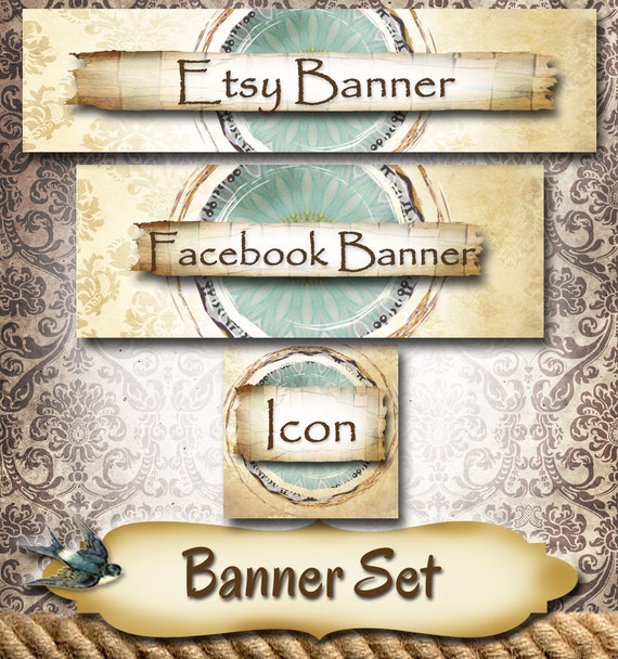 Custom SHOP BANNER Setfacebook Covervintage Earth 1 Design | Etsy