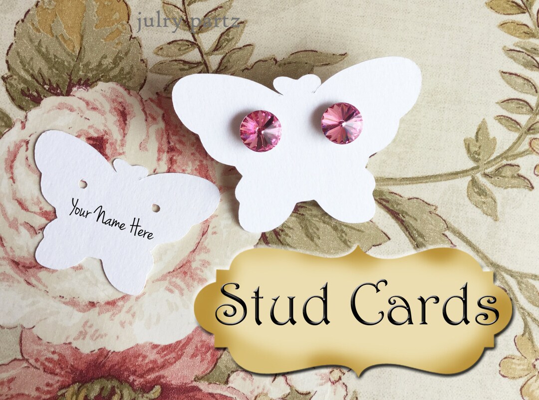 Butterfly •STUD• EARRING Cards• Jewelry Cards• Earring Display• Post ...