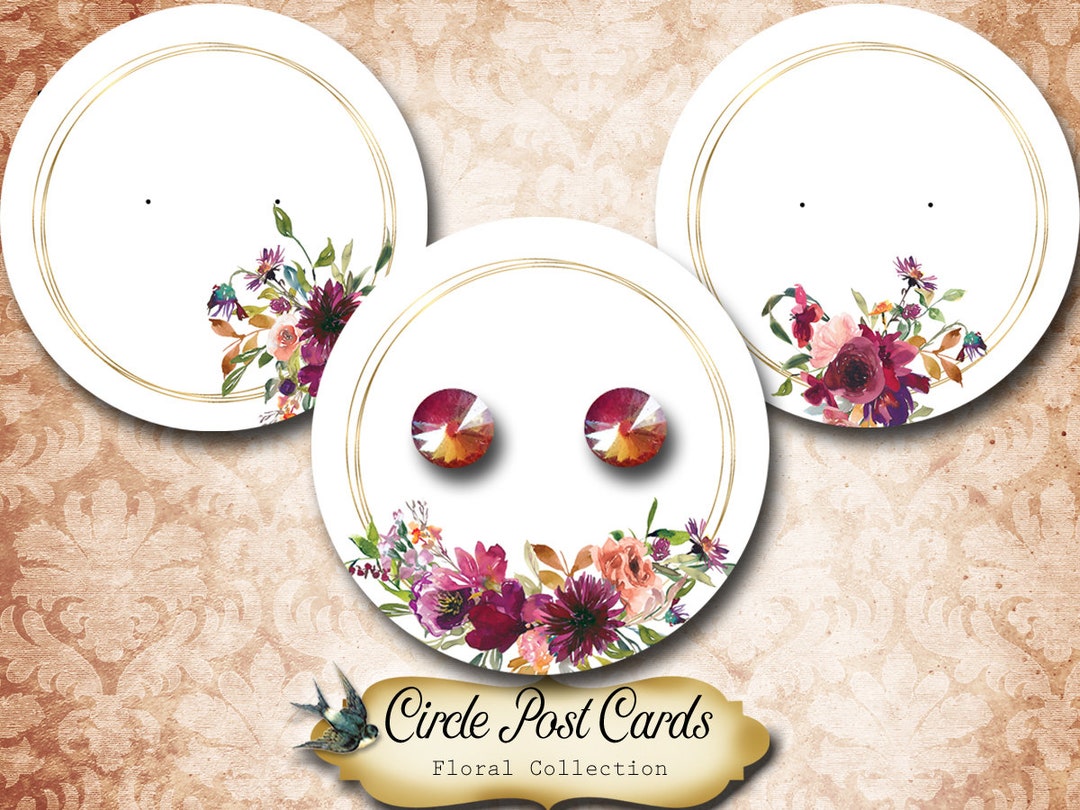 60• Round FLORAL Sets •earring Cards • Jewelry Cards • Display Card ...