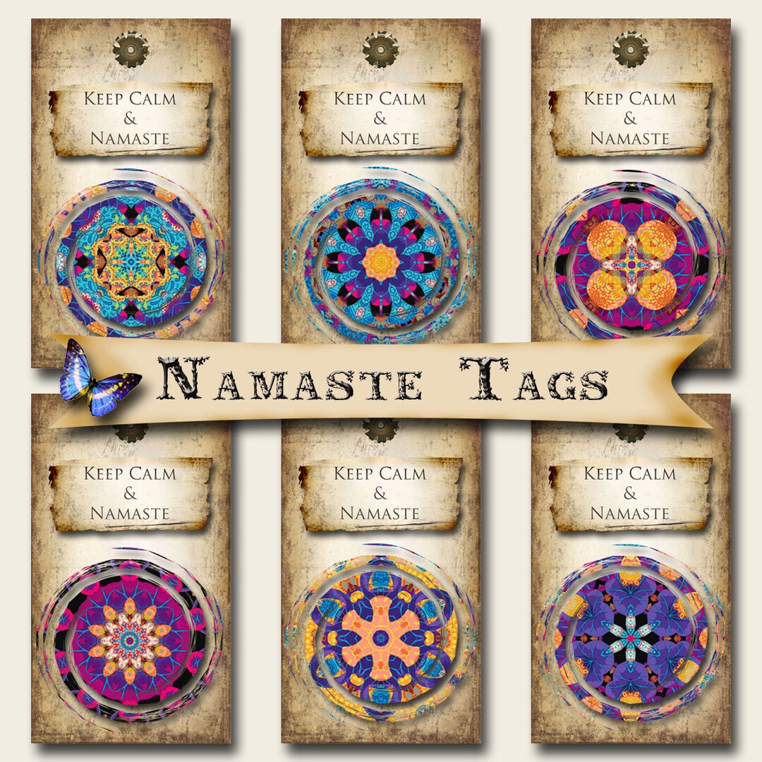 Keep Calm NAMASTE Tags, Thank You Tags, Hang Tags, Flower Tags, Favor ...