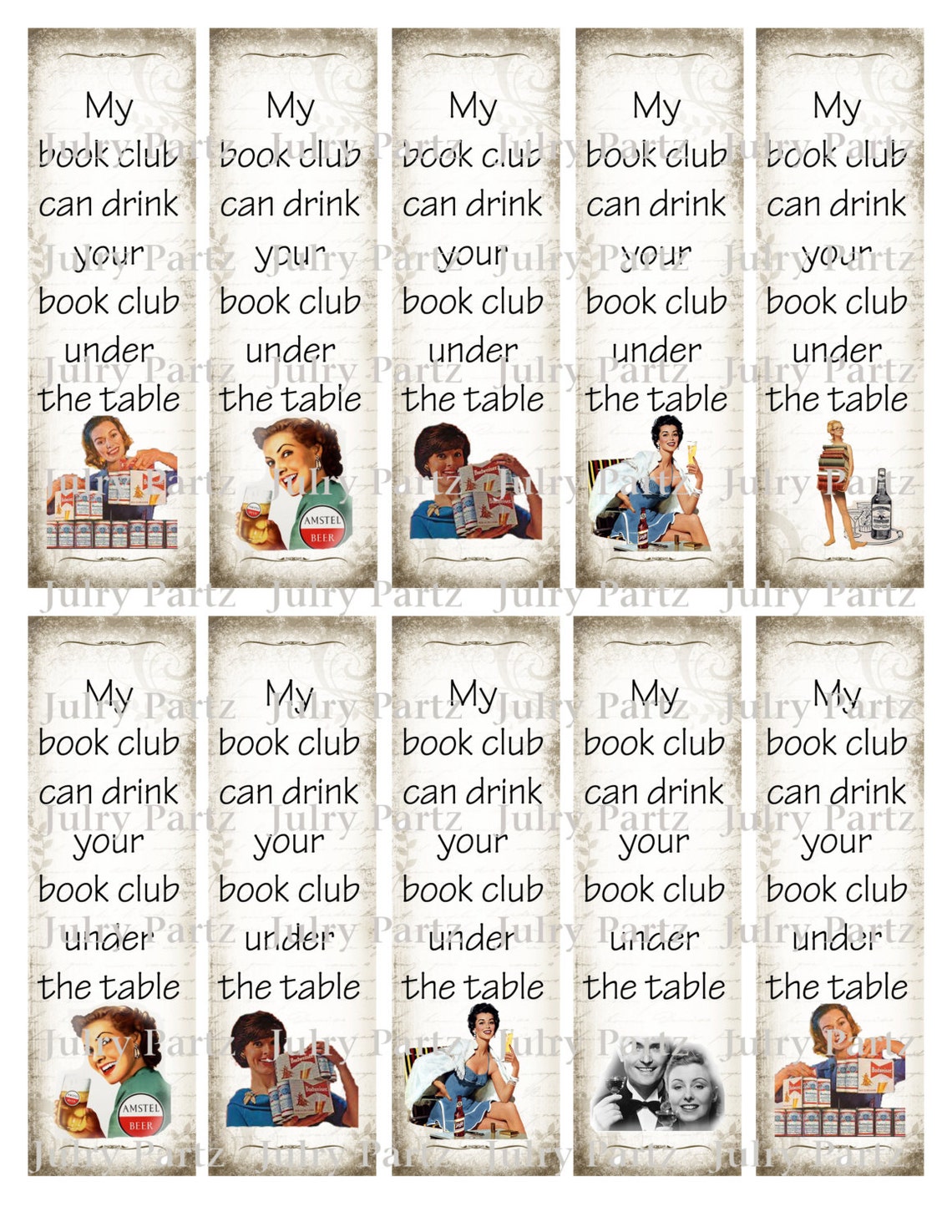 BOOKCLUB Bookmarks Bookmark Rectangle Image printable - Etsy