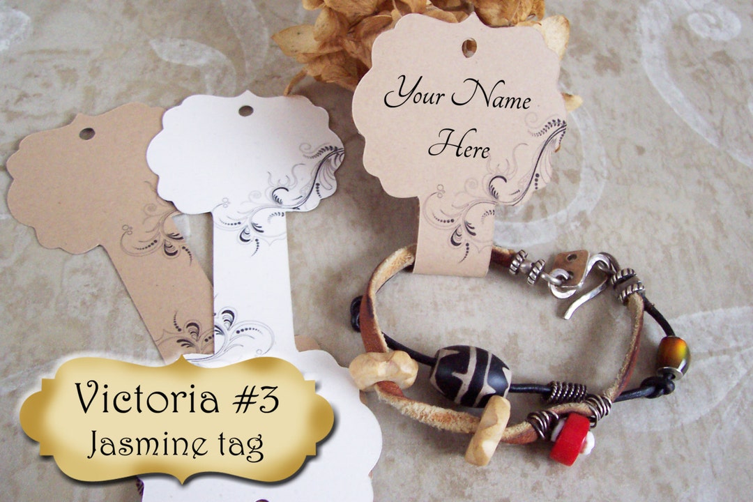60 Victoria #3• Jasmine• Hang Tags •2x5 Inch• NECKLACE HOLDERS • Fold ...