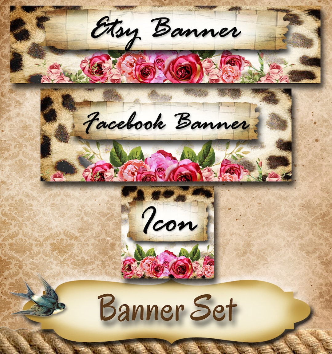 Custom SHOP BANNER Set•facebook Cover•wild Spirit Design - Etsy