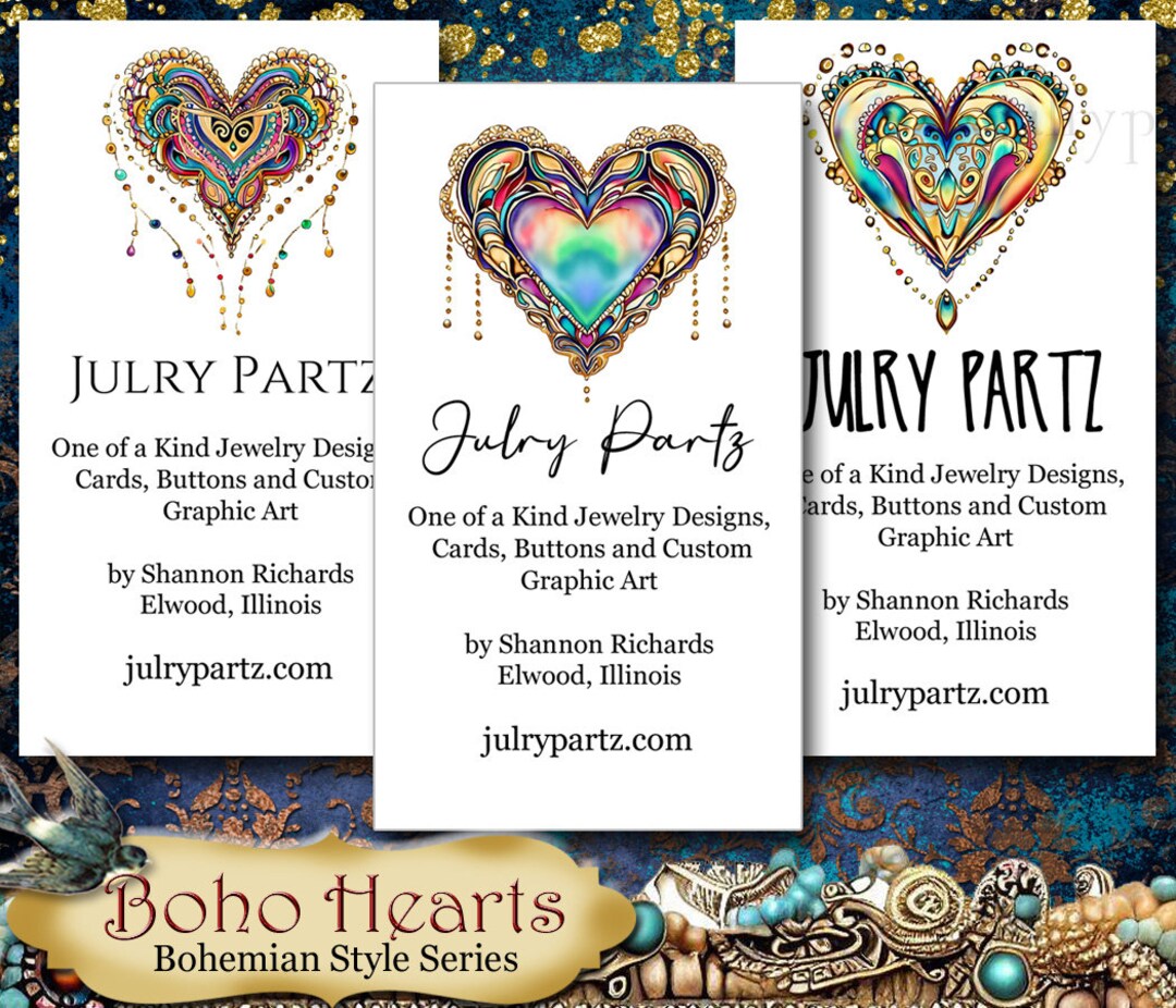 BOHO HEARTS Bohemian Style Business Cards • Designer Card Collection ...