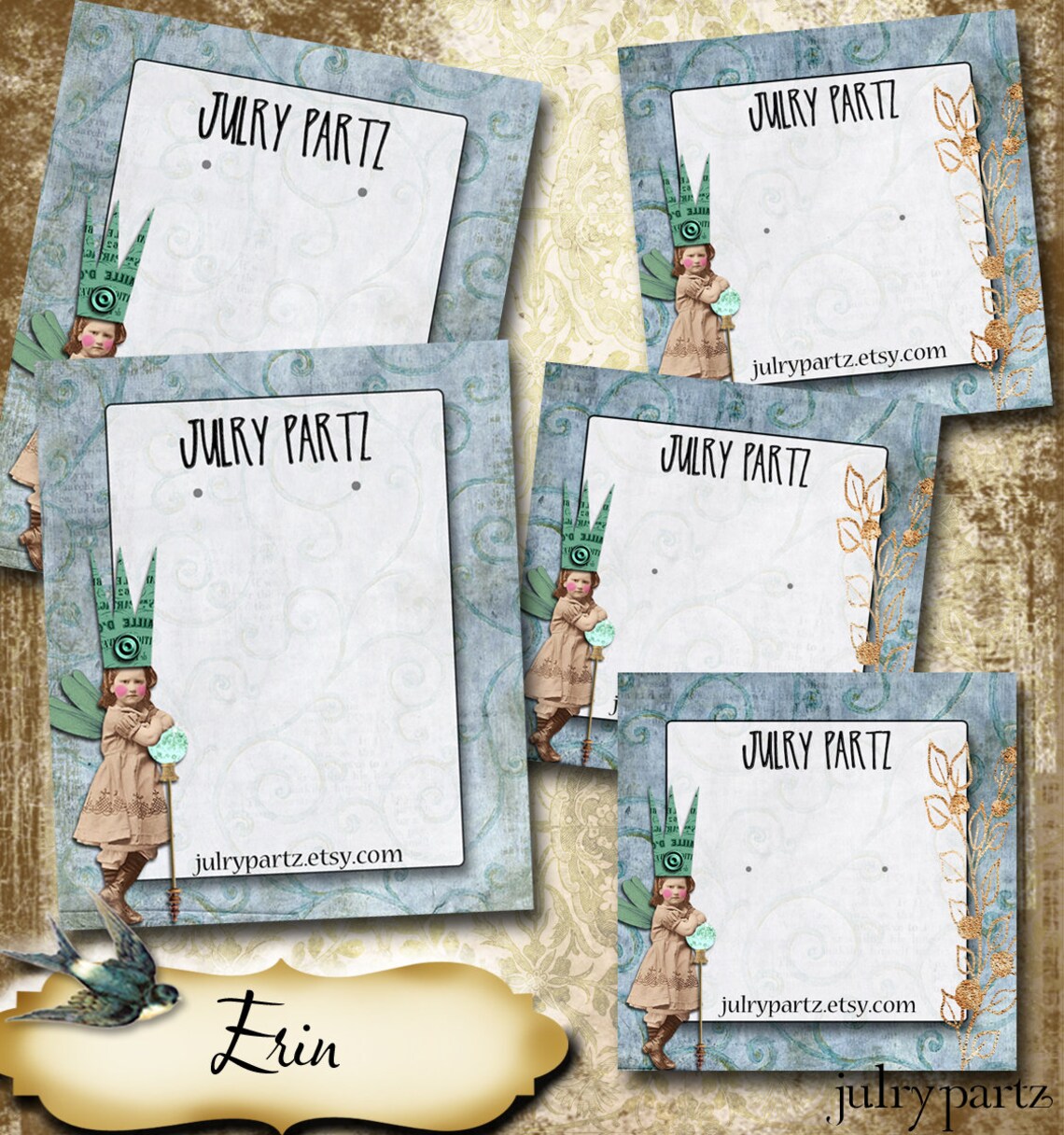 Erin•designer Card Collection•custom Tags•labels•earring Display ...