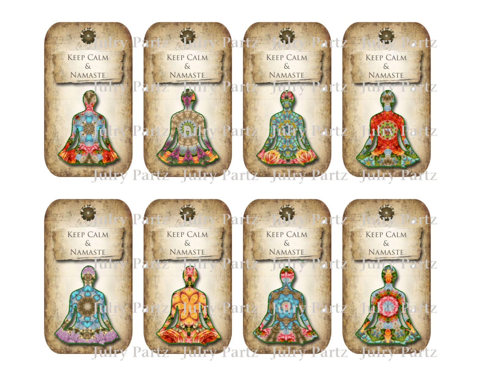 Keep Calm NAMASTE YOGA Tags Thank You Tags Hang Tags Flower - Etsy