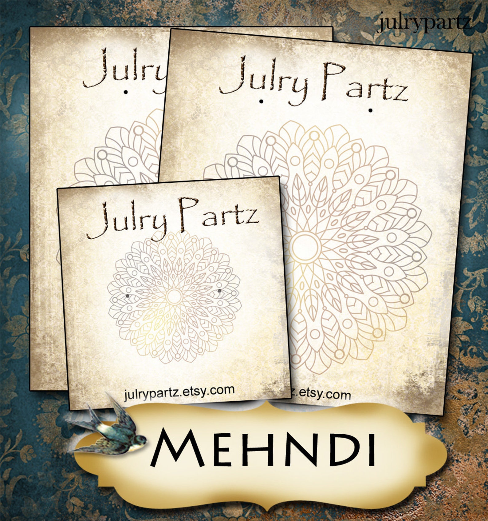 MEHNDI #1•HENNA Themed Collection•custom Tags•earring Display•clothing ...
