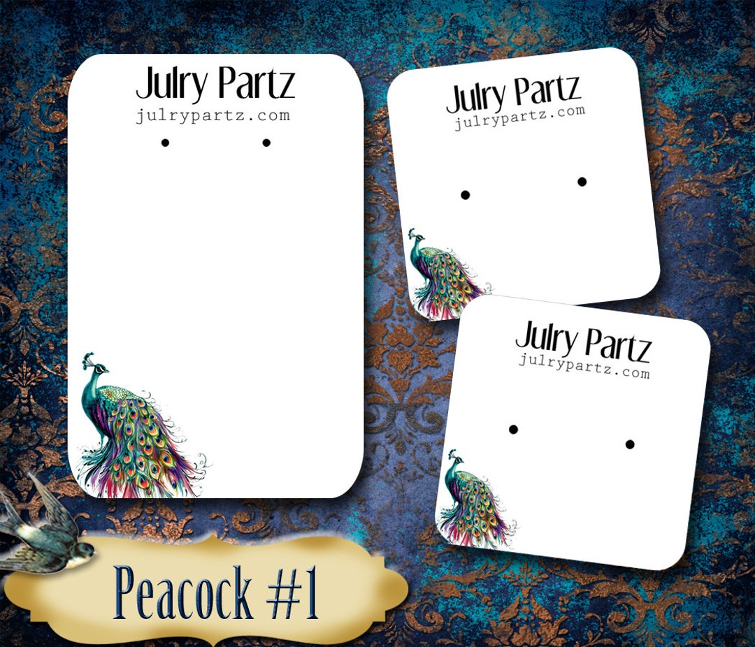 PEACOCK #1 •custom Tags• Earring Display•clothing Tags• Custom ...