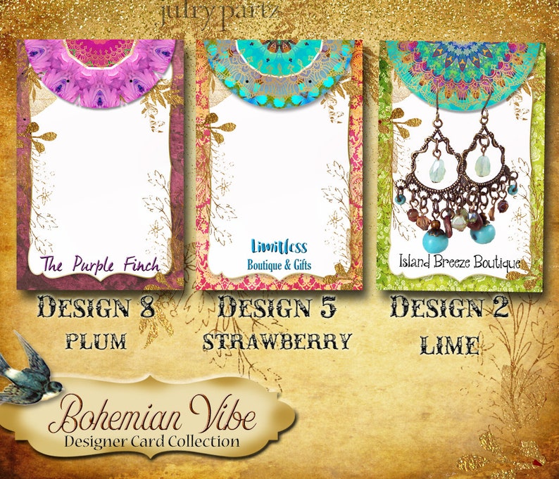 BOHEMIAN Vibes•designer Card Collection•custom Tags•labels•earring ...