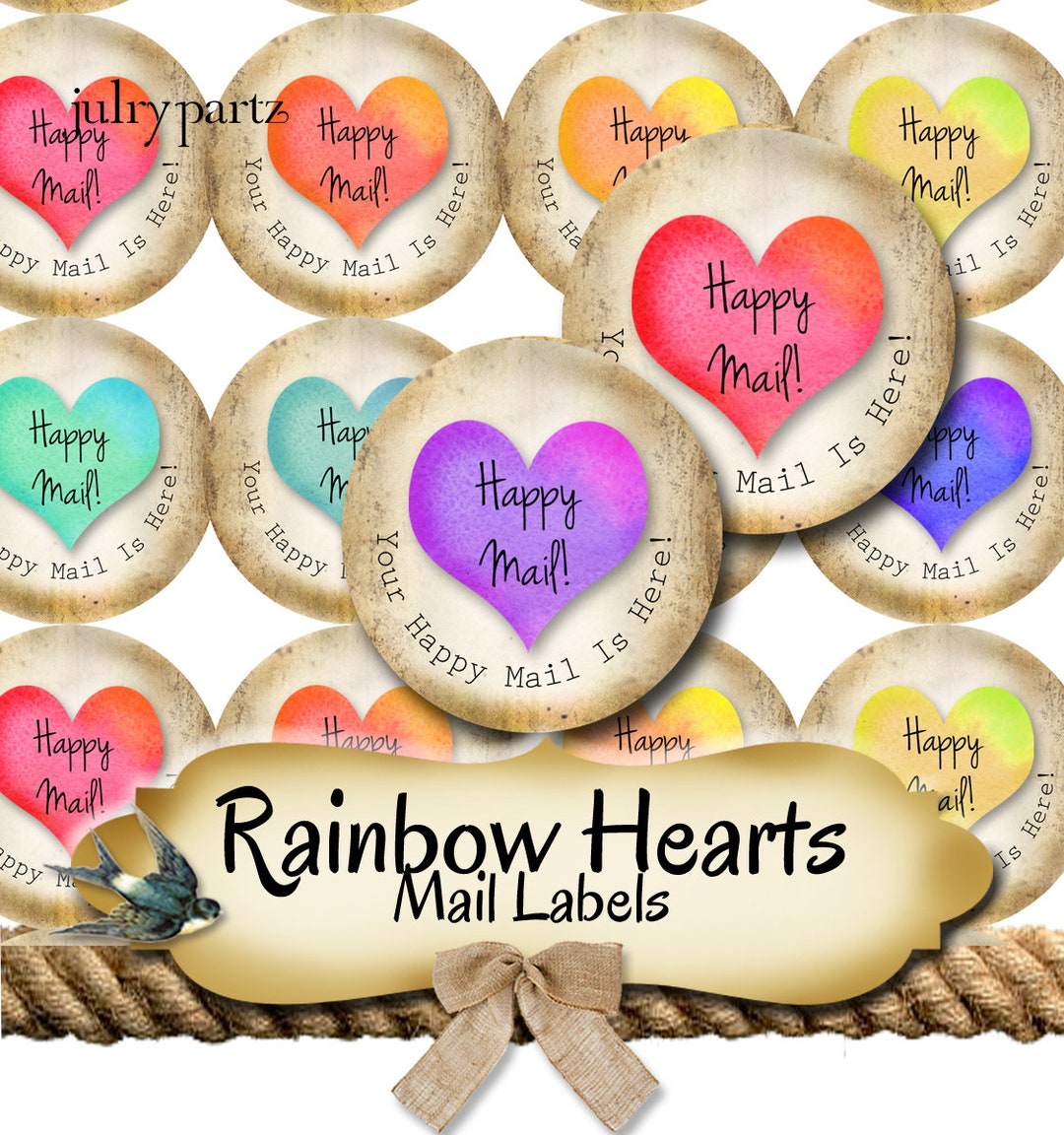 Happy Mail •60 Custom 1.5 X 1.5 Round Stickers•round Labels•tags ...