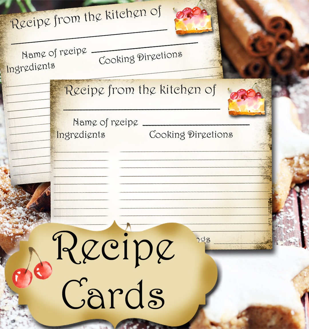 Cherry Pie RECIPE Cardrecipe Cardwedding Giftnew Homenew - Etsy