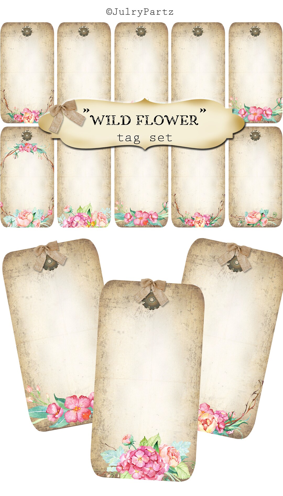 10 DIY •2x4 Tags • PEONY BUNCH Tag Set #1 • Thank You Tags • Printable ...