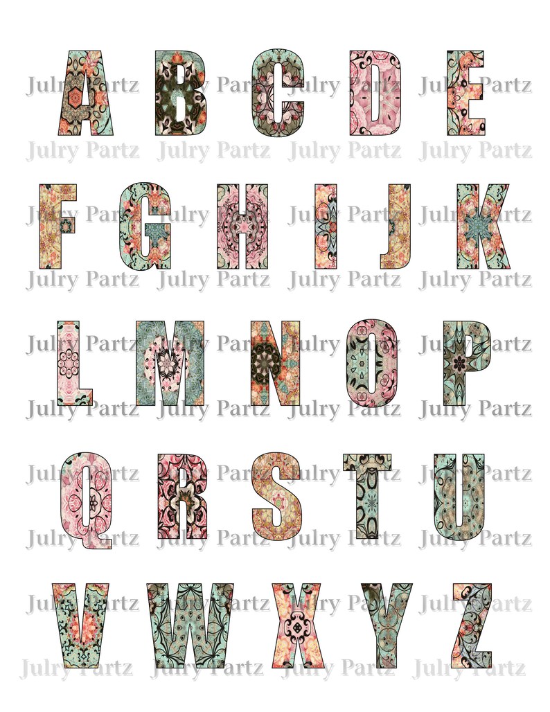 Mandala ALPHABET Letters Clip Art Images Printable Digital - Etsy