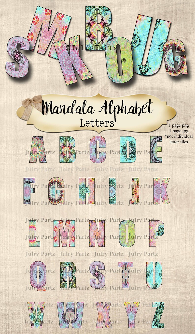 Mandala ALPHABET Letters Clip Art Images Printable Digital - Etsy