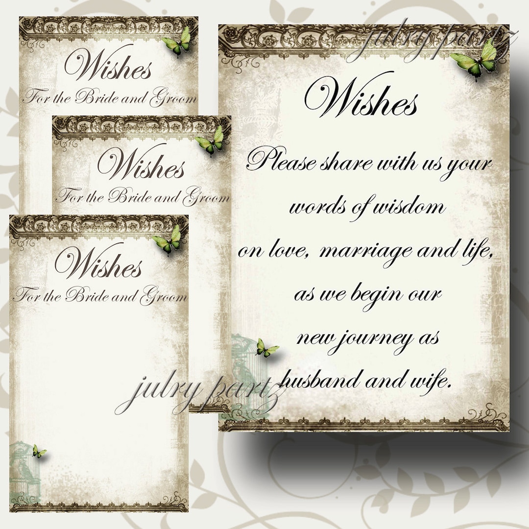 SET of Wedding Wish Sign and Tags Wish Tree Cards Printable - Etsy