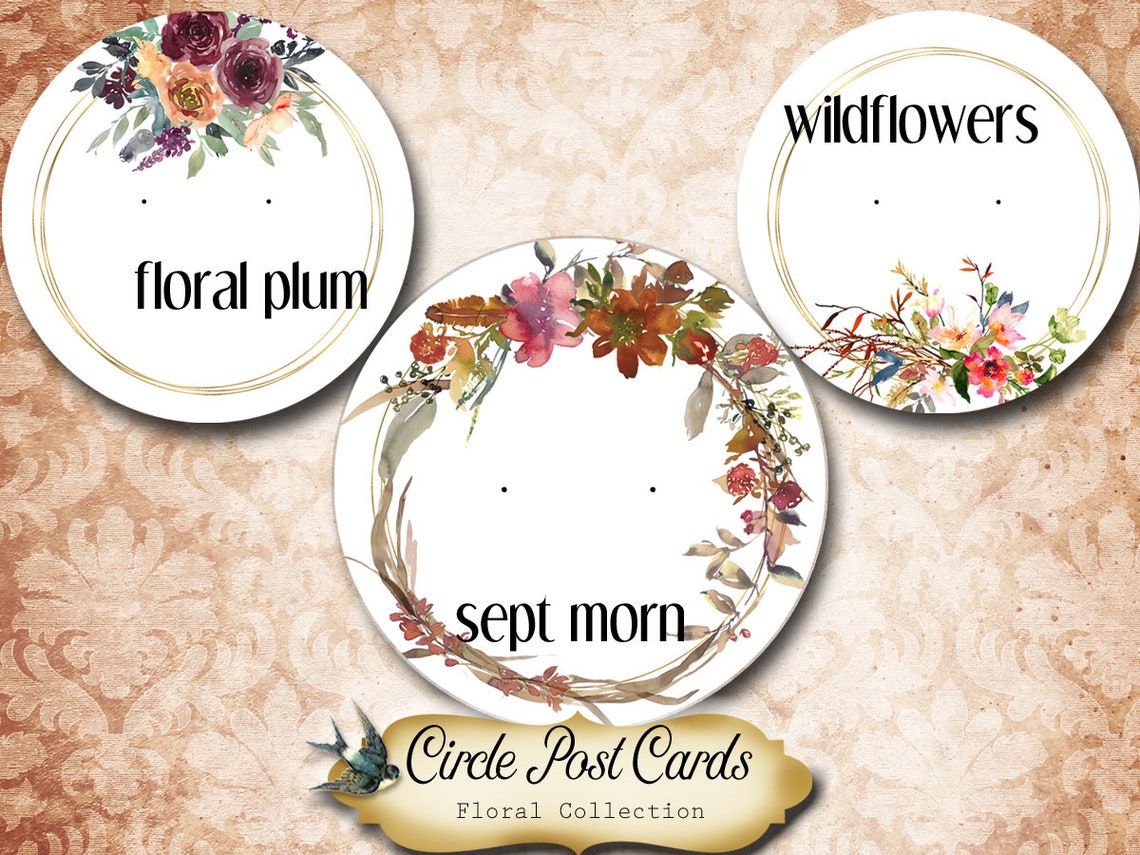 60• Round FLORAL Sets •earring Cards • Jewelry Cards • Display Card ...