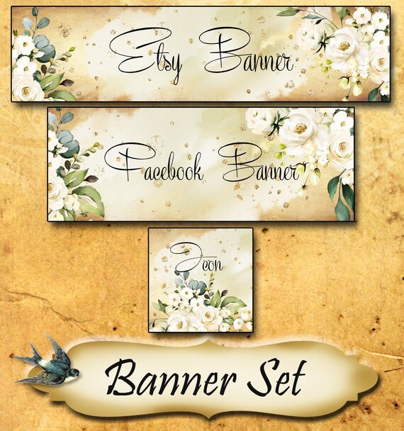 Custom SHOP BANNER Setfacebook Covercotton Rose - Etsy