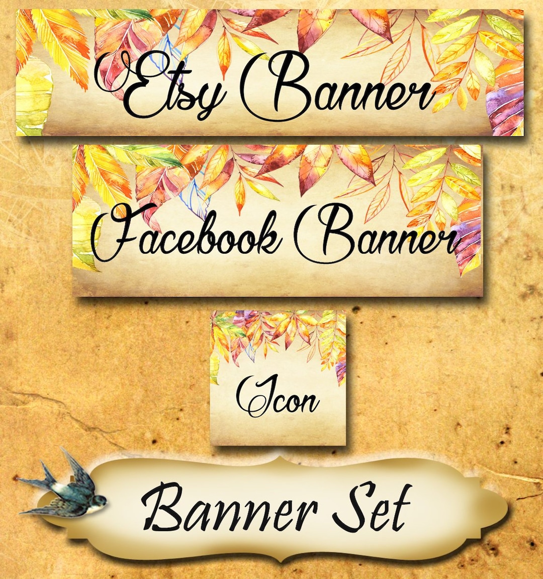 Custom SHOP BANNER Set•facebook Cover•fall Leaves - Etsy