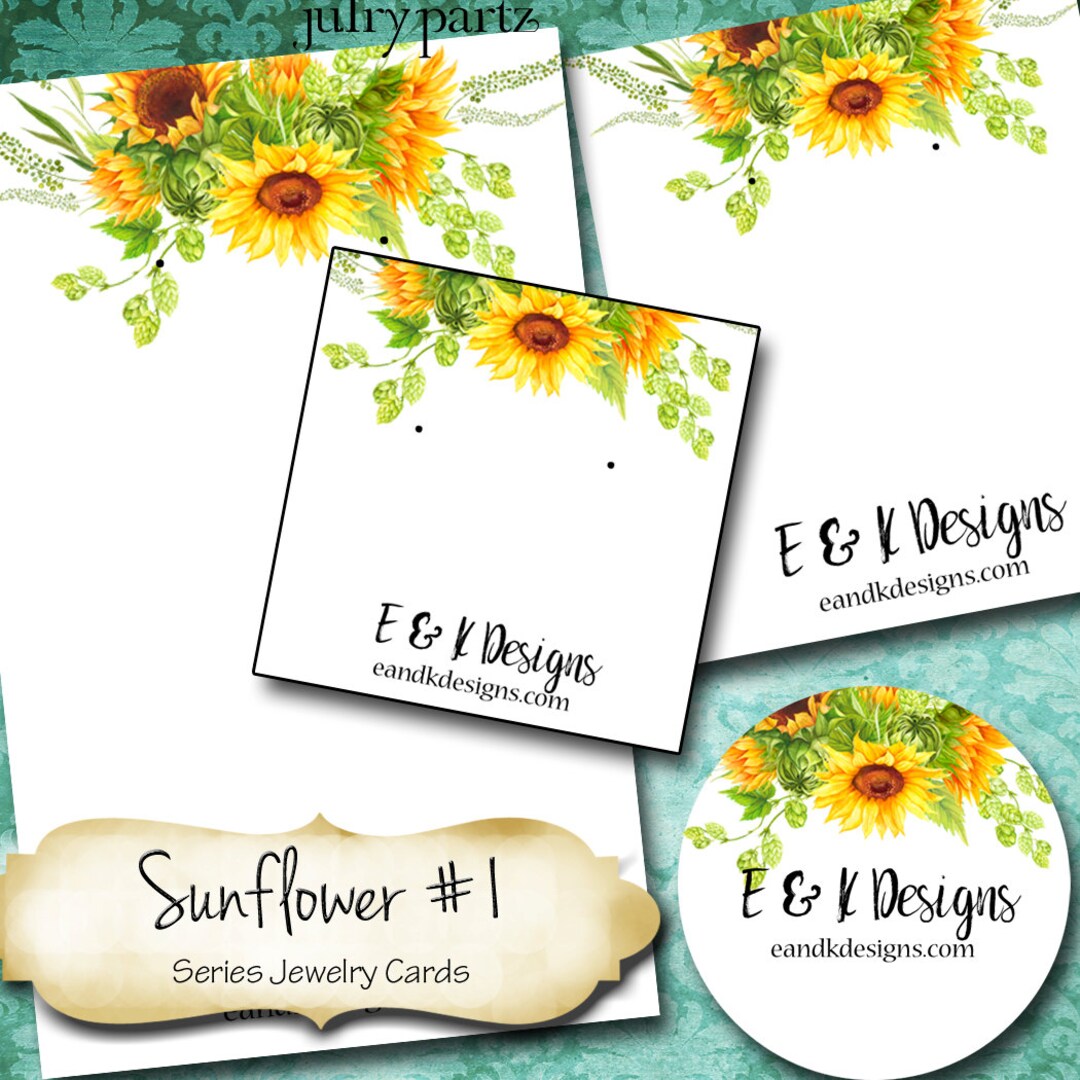 SUNFLOWER #1•custom Tags•labels•earring Display•clothing Tags•custom ...