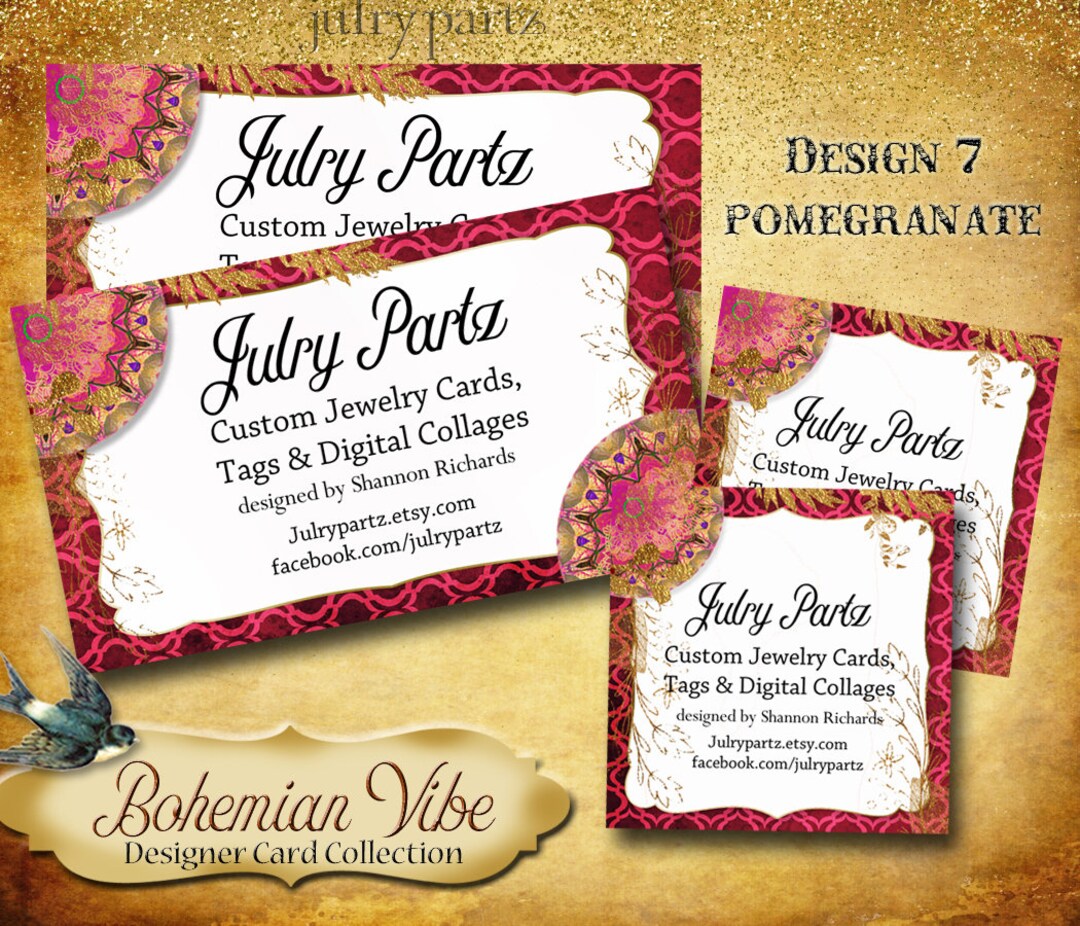 BOHEMIAN VIBES Business Cards•designer Card Collection•custom Business ...
