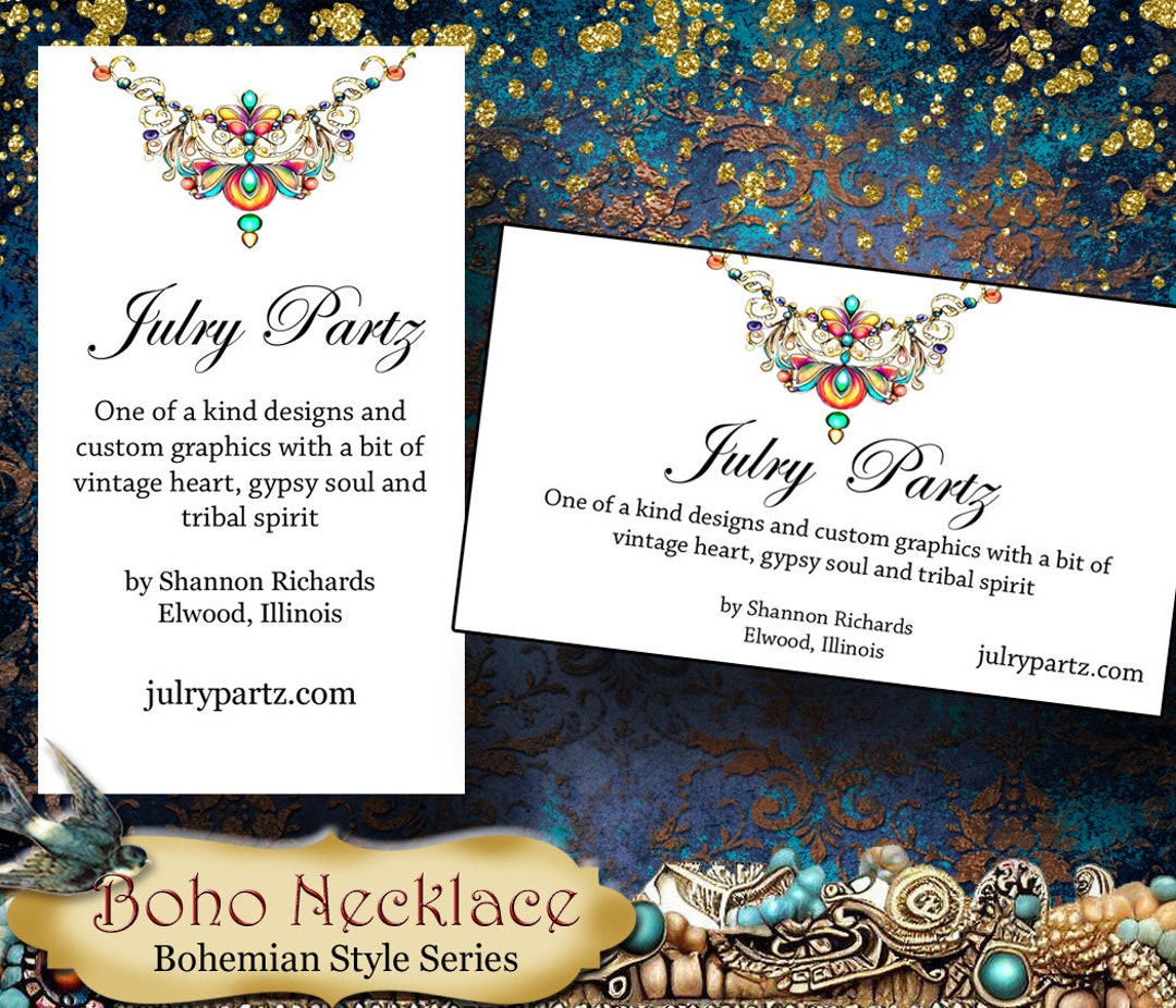 BOHO NECKLACE 1 Bohemian Style Business Cards • Designer Card ...
