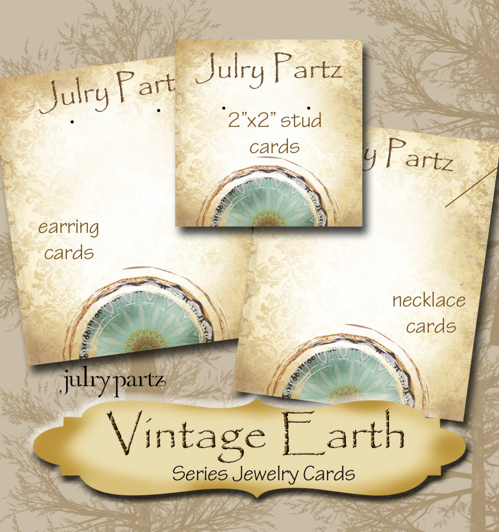 VINTAGE EARTH Series 1•custom Tags•labels•earring Display•clothing Tags ...