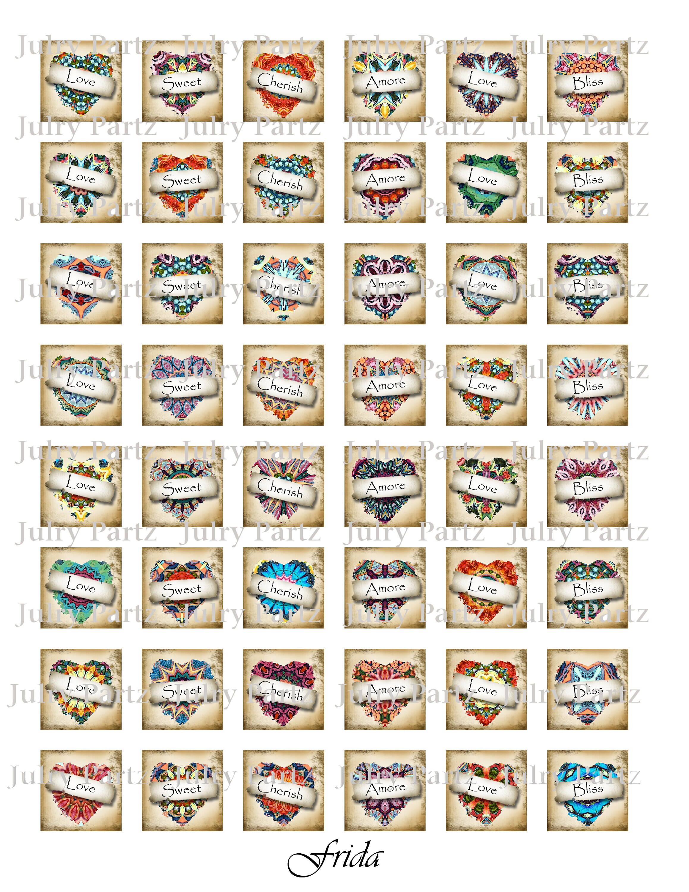 1x1 HEARTS COMBO Pack1x1 ImagesPrintable Digital ImagesGift | Etsy