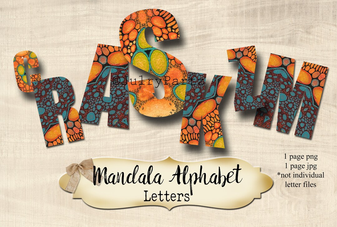 Mandala ALPHABET Letters • Clip Art Images • Printable Digital Images ...