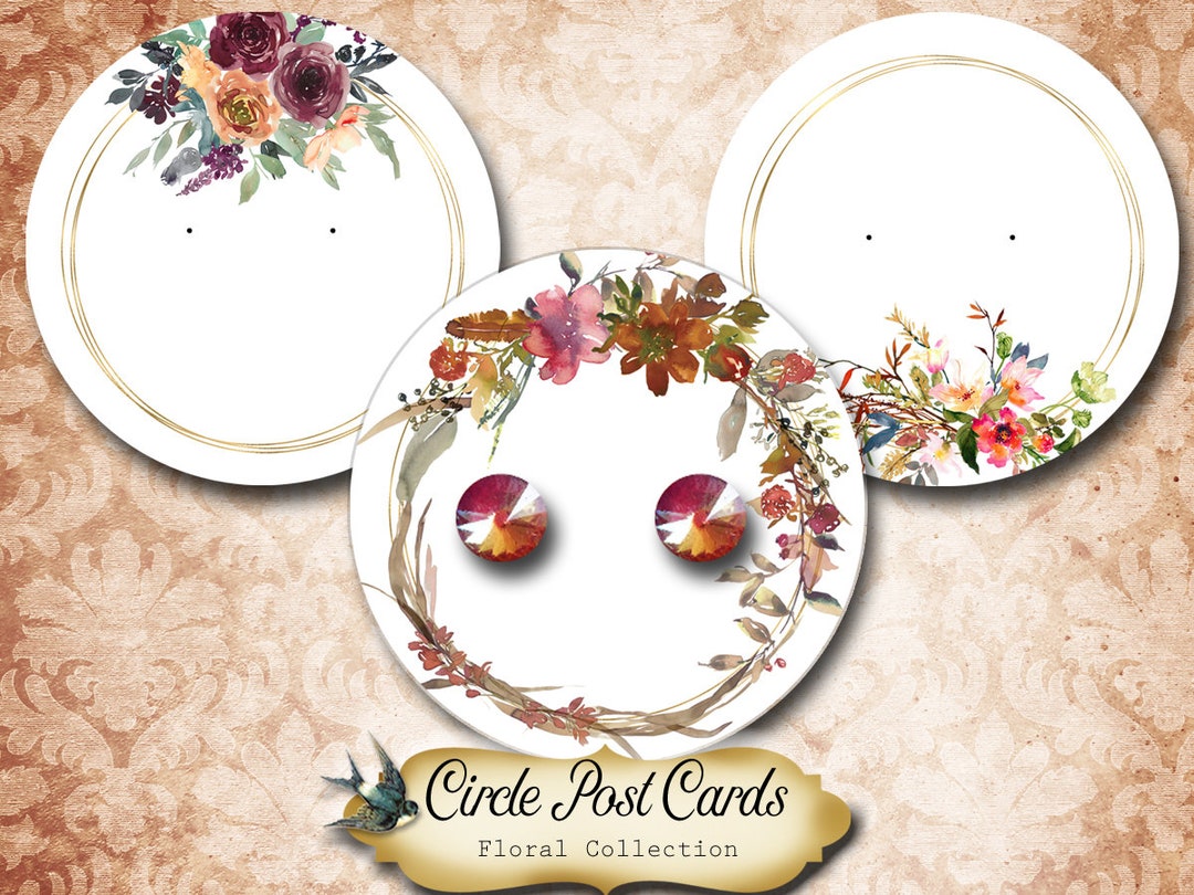 60• Round FLORAL Sets •earring Cards • Jewelry Cards • Display Card ...