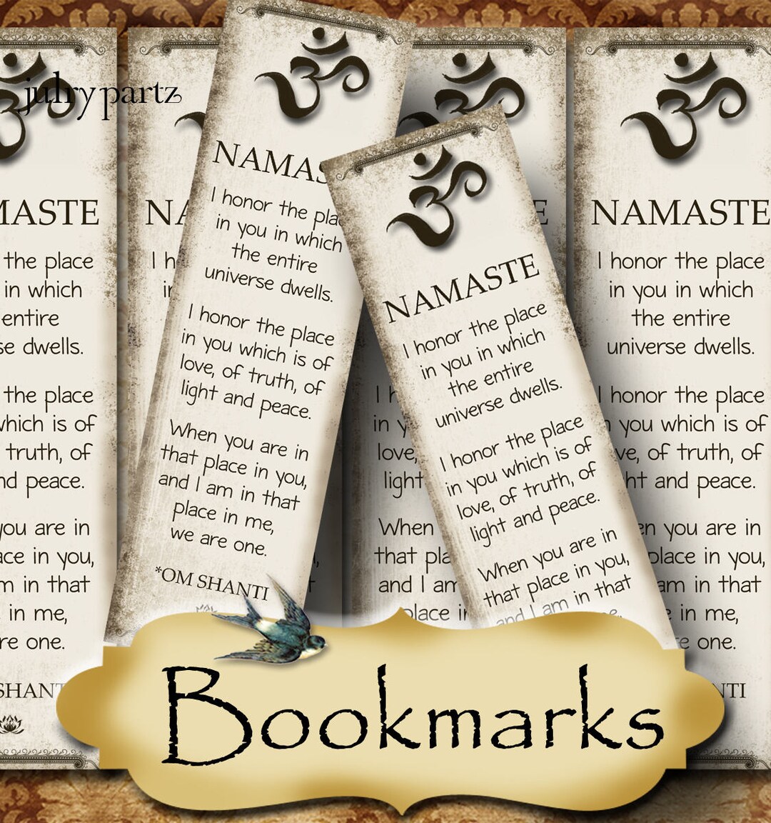 NAMASTE BOOKMARK• Bookmark•printable Digital Images•cards•gift Tags ...