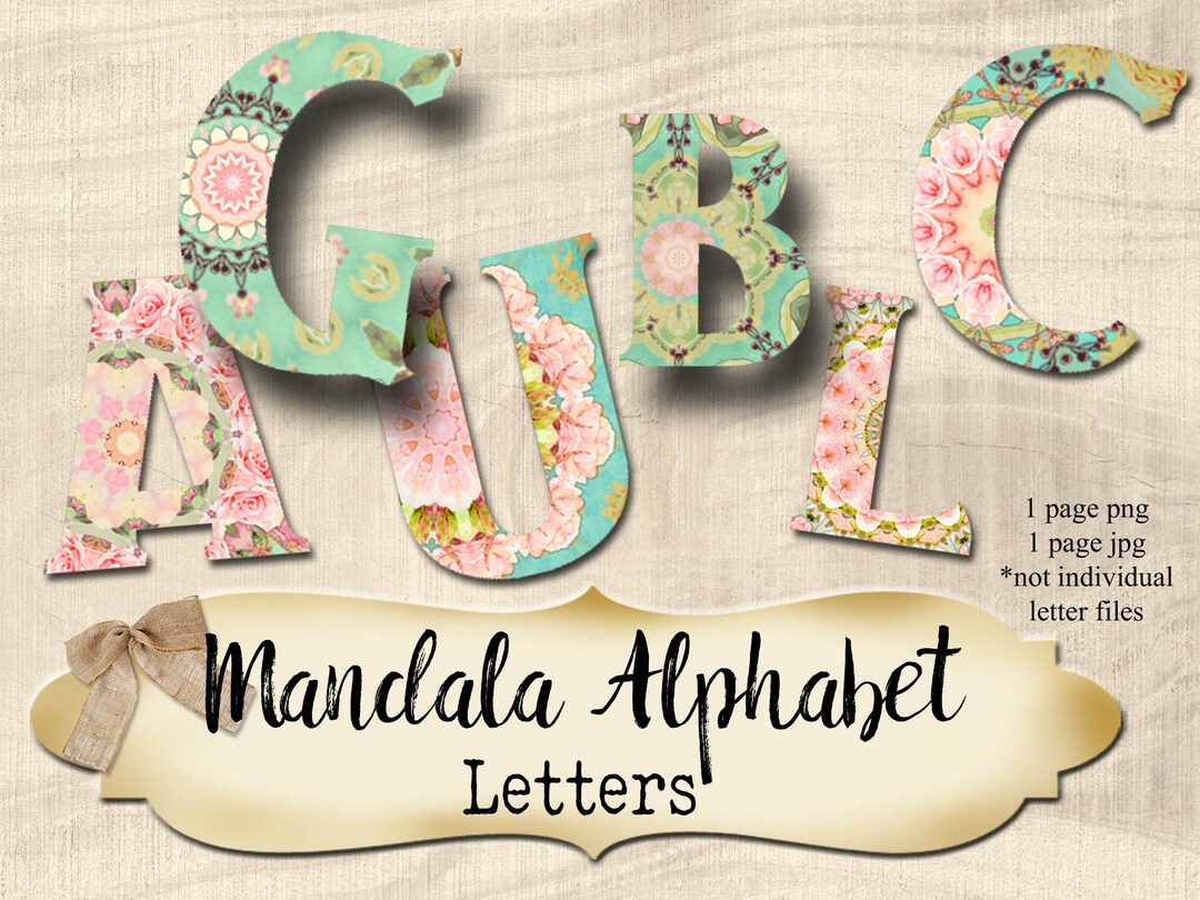 Mandala ALPHABET Letters • Clip Art Images • Printable Digital Images ...
