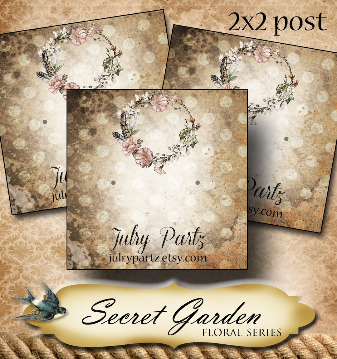 SECRET GARDEN Series 1•custom Tags•labels•earring Display•clothing Tags ...