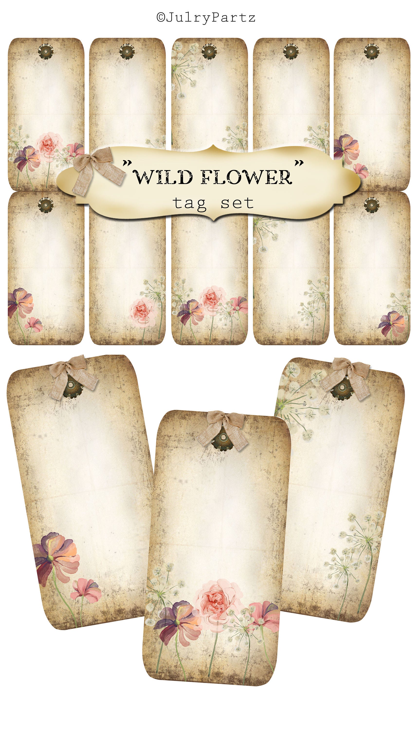 10 DIY2x4 TagsWILDFLOWER Tag Set 1Thank You TagsPrintable | Etsy