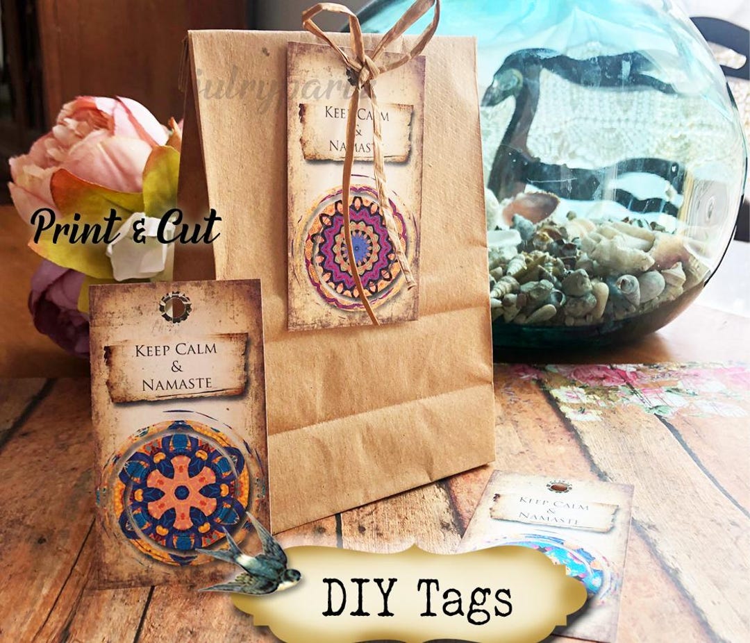 Keep Calm NAMASTE Tags, Thank You Tags, Hang Tags, Flower Tags, Favor ...