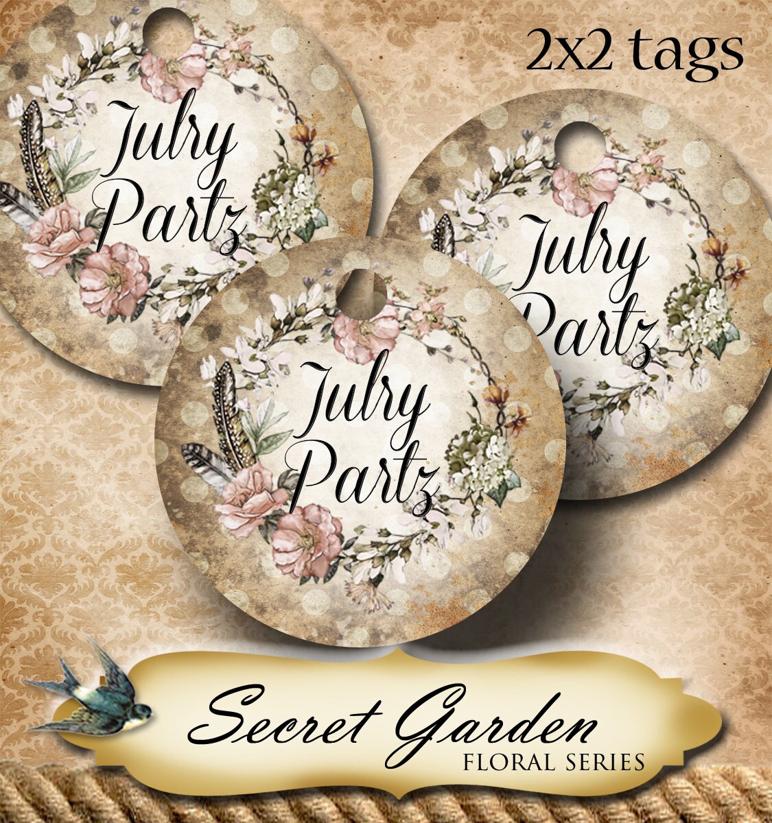 SECRET GARDEN Series 1custom Tagslabelsearring - Etsy