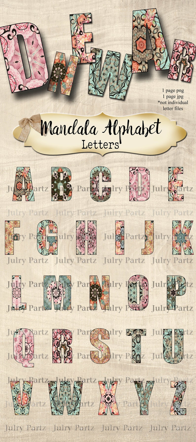Mandala ALPHABET Letters Clip Art Images Printable Digital - Etsy