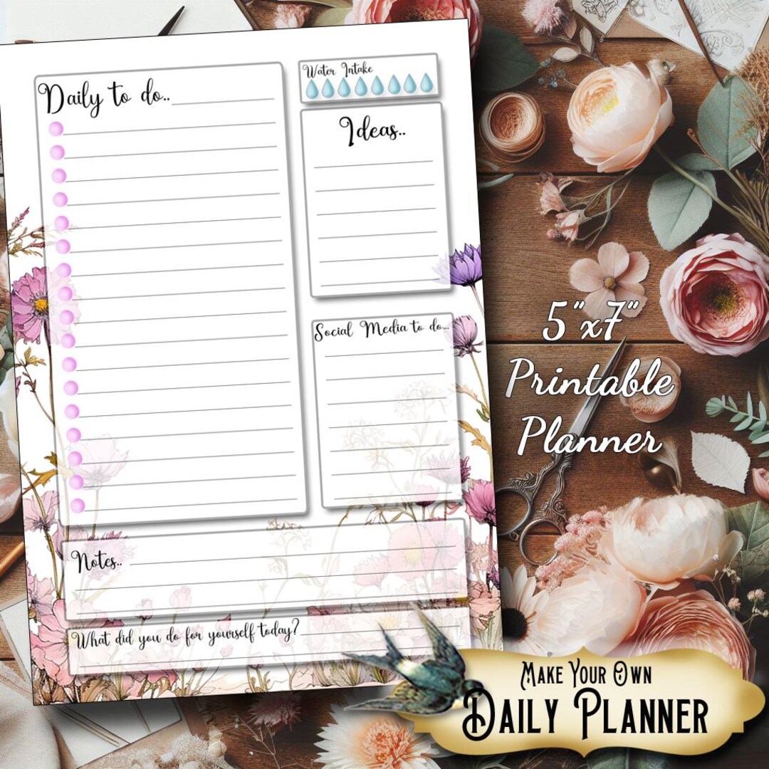 DIY • WILDFLOWER #3 • Custom DAILY Planner • Floral Planner • Printable ...