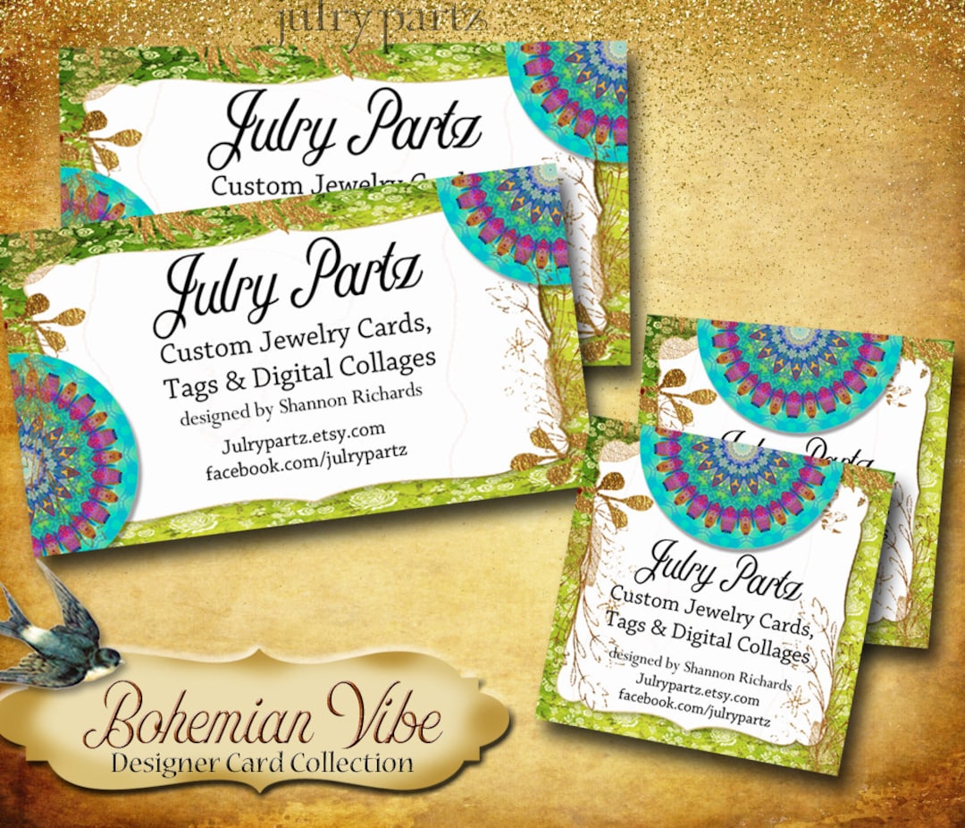 BOHEMIAN VIBES Business Cards•designer Card Collection•custom Business ...