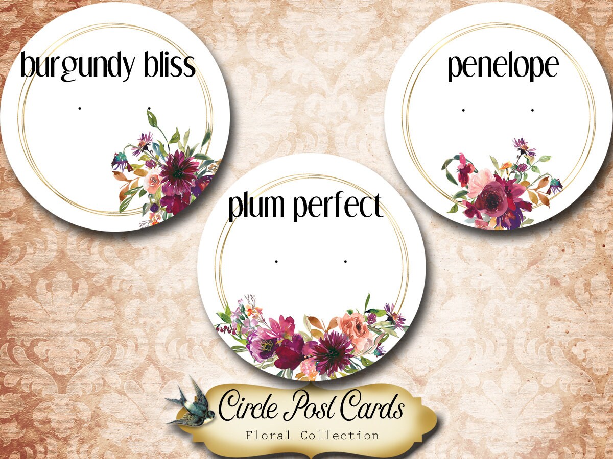 60• Round FLORAL Sets •earring Cards • Jewelry Cards • Display Card ...