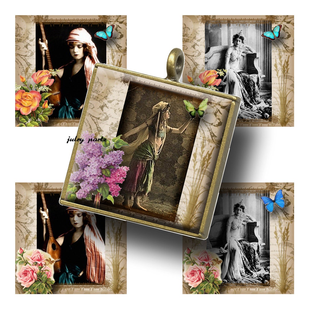 GYPSY ROSE 1x1, Printable Digital Images, Cards, Gift Tags, Boho Gypsy ...