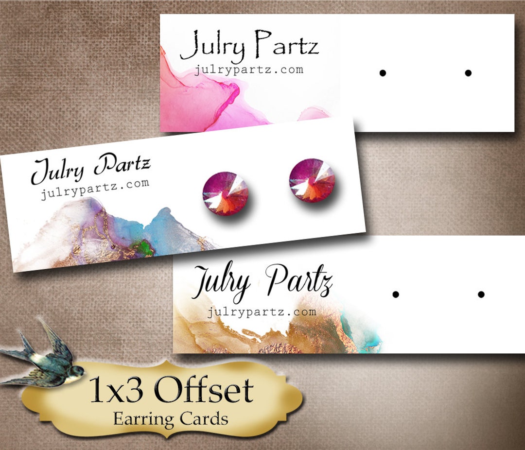 18 • Gemstone Colors • OFFSET Cards •1x3 Inch• Earring Cards • Jewelry ...