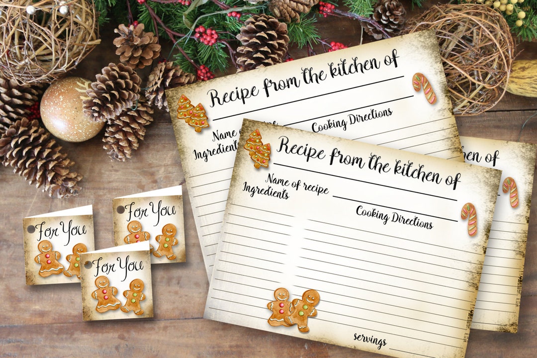 Gingerbread RECIPE CARD and Tags, Recipe Card, Wedding Gift, New Home ...