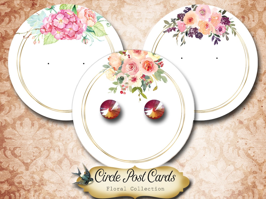 60• Round FLORAL Sets •earring Cards • Jewelry Cards • Display Card ...