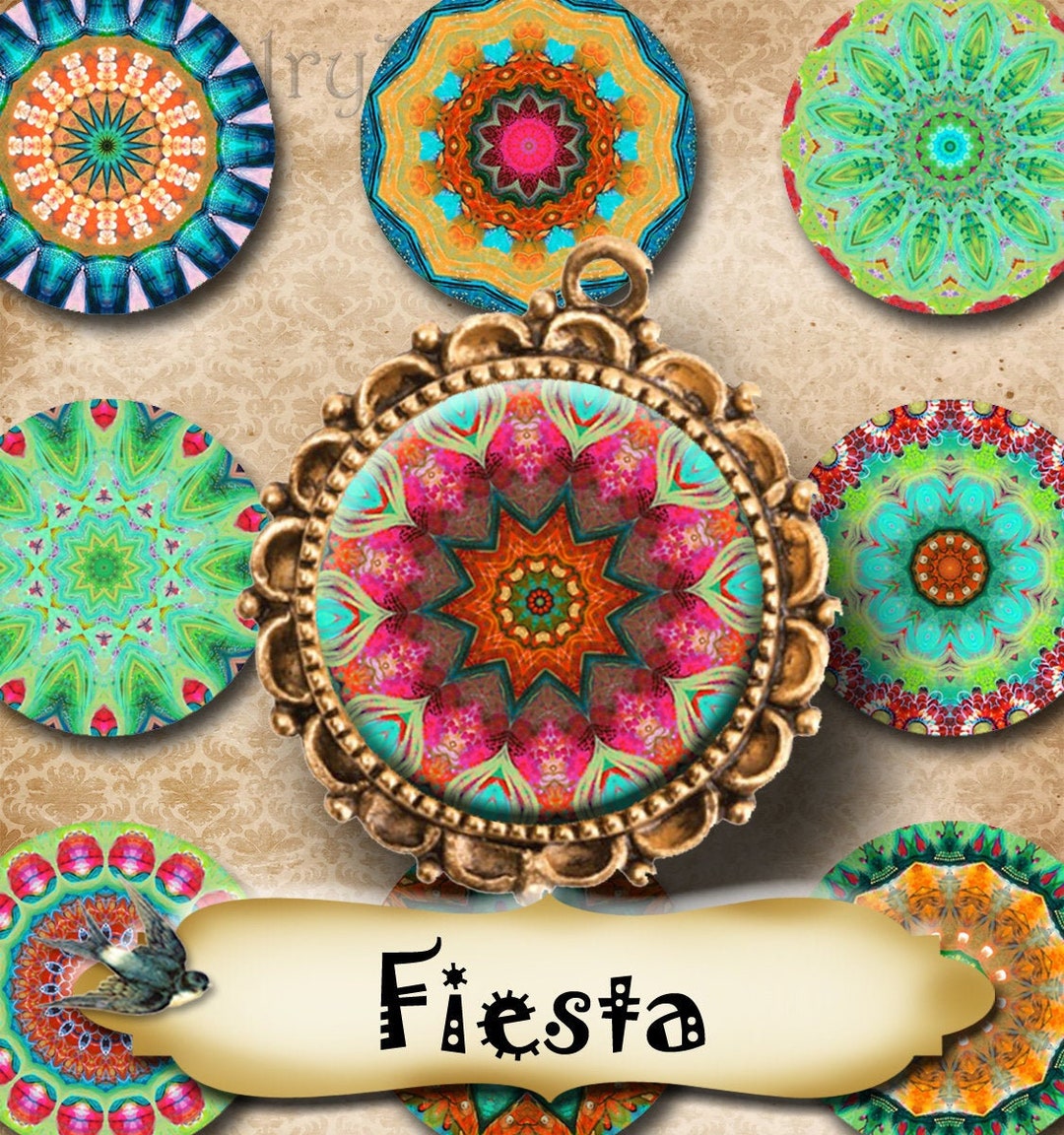 FIESTA 1x1 Circle Images•printable Digital Images•collage•gift Tags ...