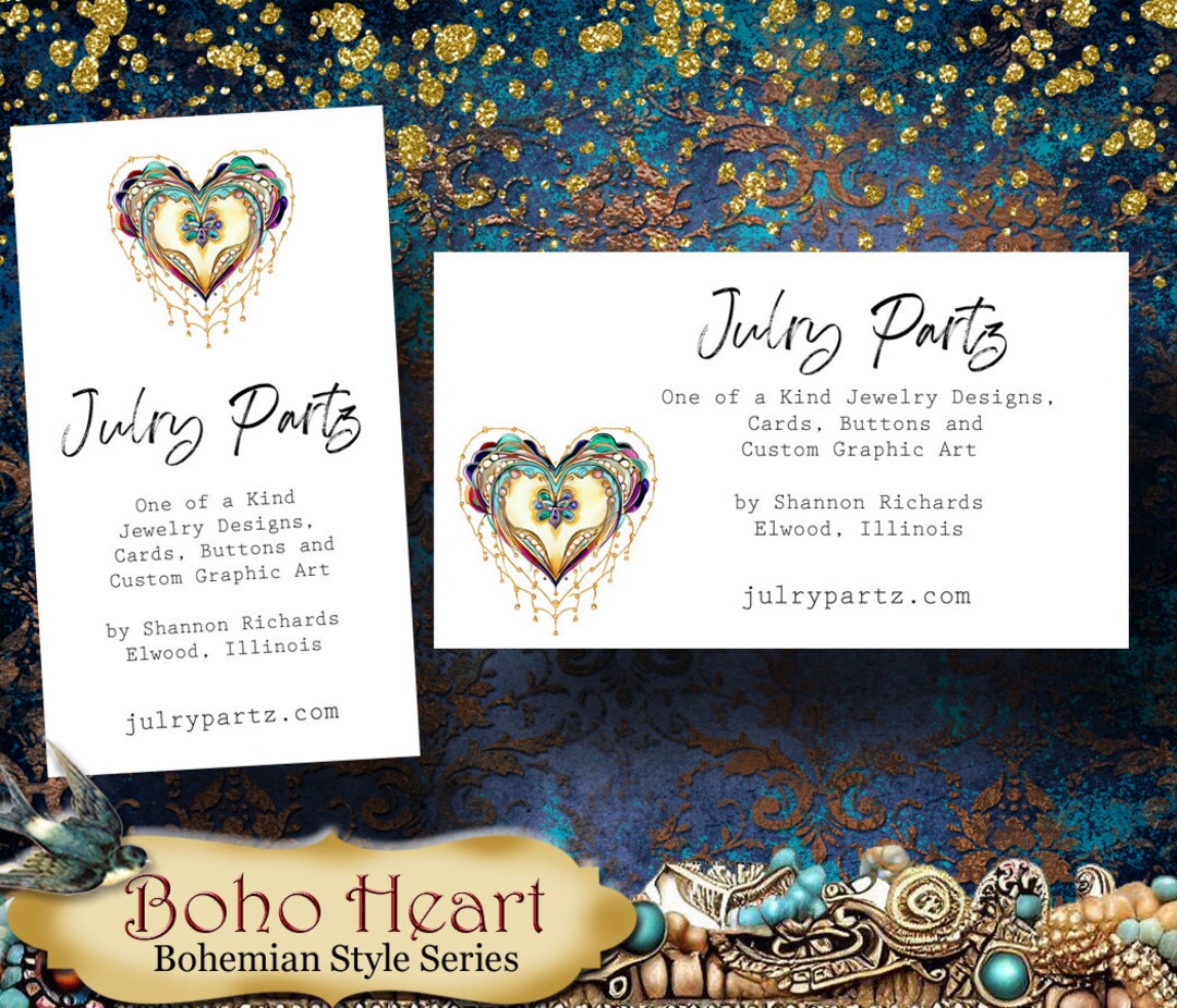 BOHO HEART Bohemian Style Business Cards • Designer Card Collection ...