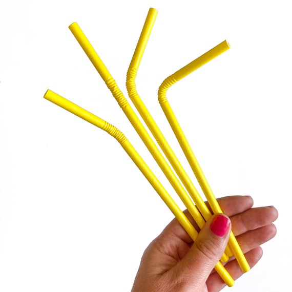 Yellow paper straws, eco friendly party favors for birthday party ...