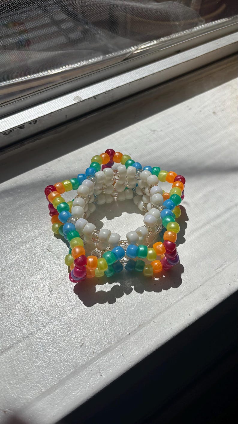 Rainbow Star Kandi Cuff Bracelet - Etsy